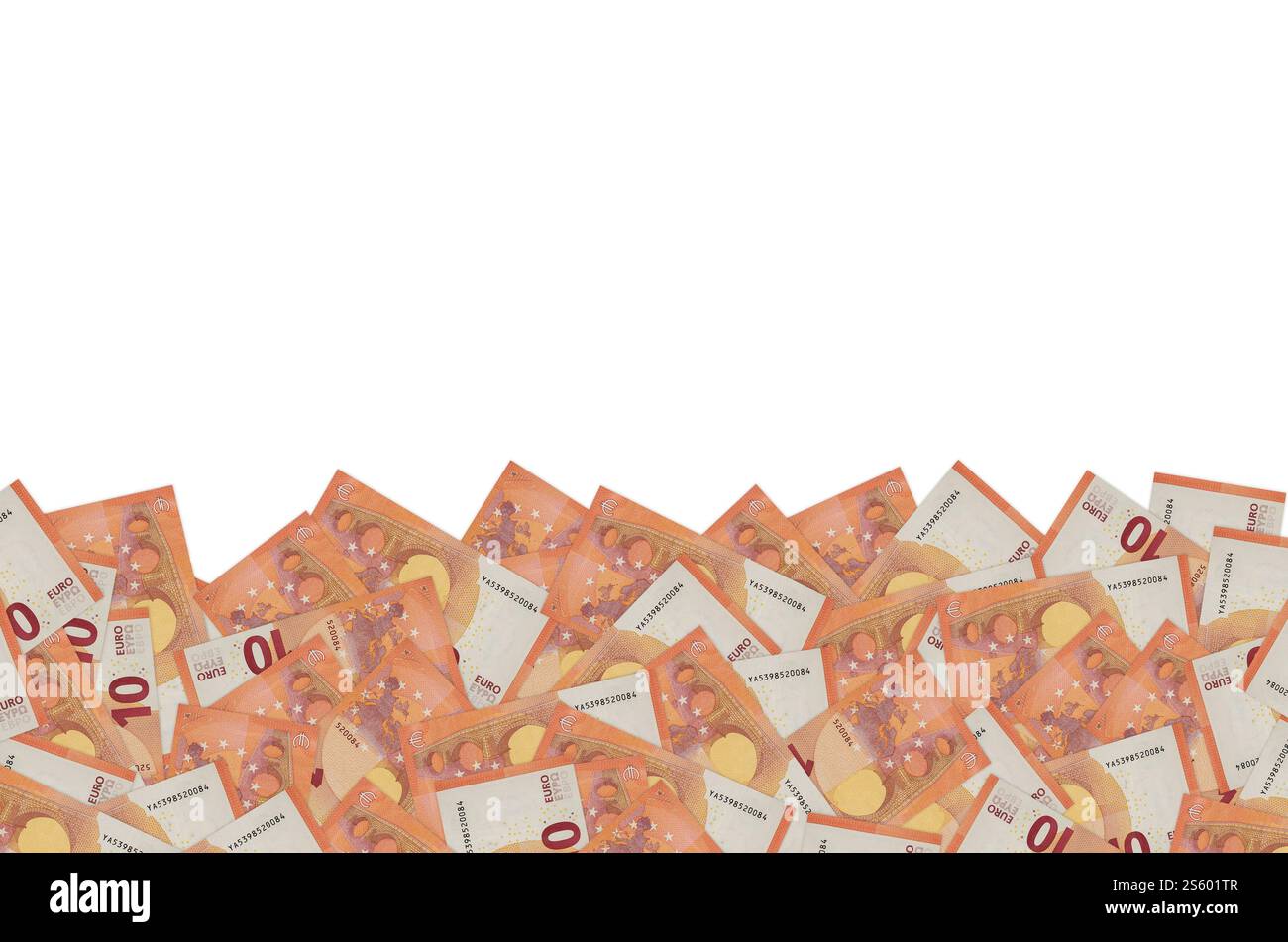 Pattern part of 10 euro banknote close-up with small red details ...