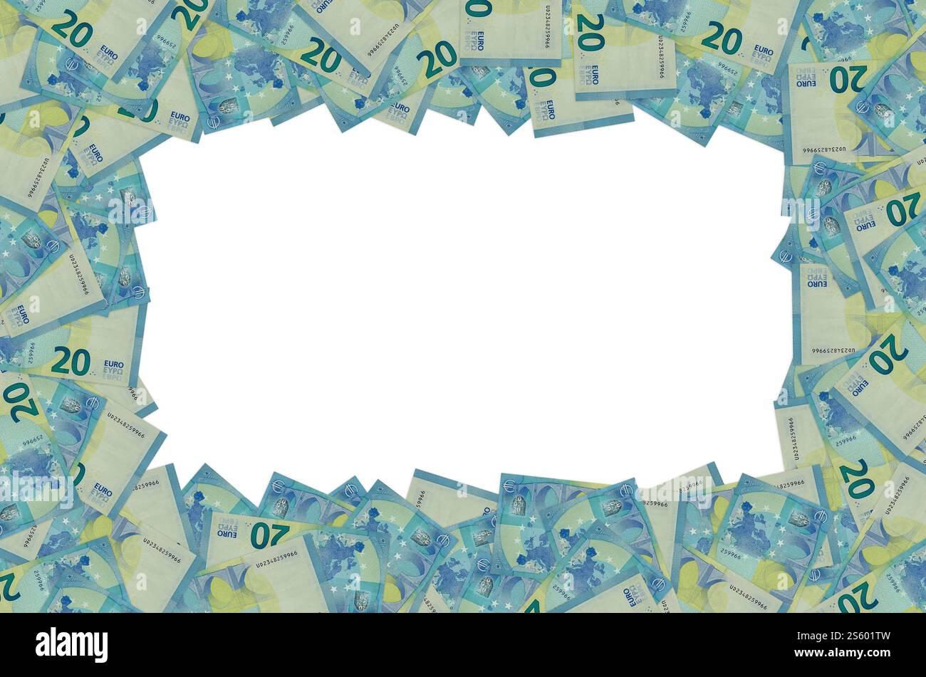 Pattern part of 20 euro banknote close-up with small blue details ...