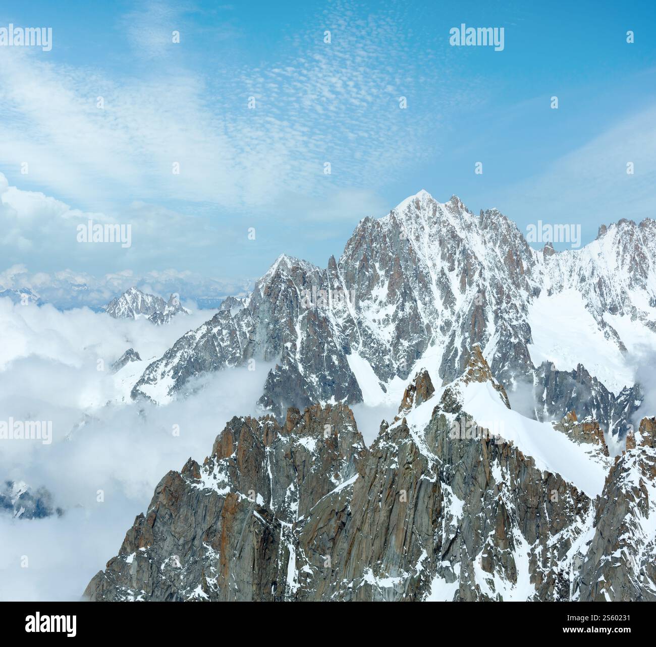 Mont Blanc mountain massif summer landscape(view from Aiguille du Midi Mount, France Stock Photo ...