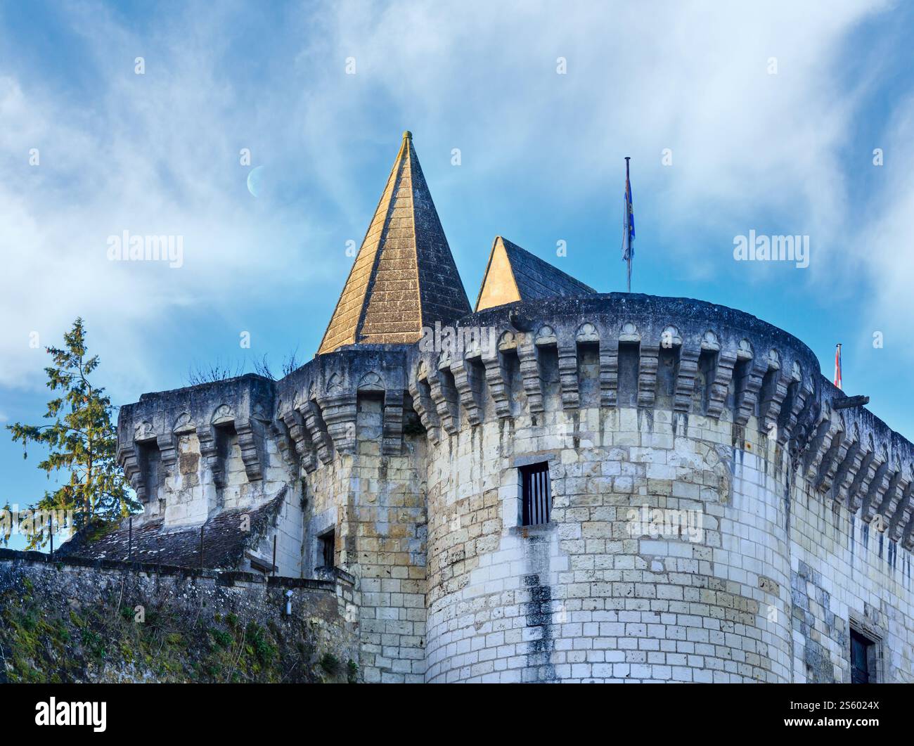 Royal City of Loches (France) spring view. Was constructed in the 9th ...