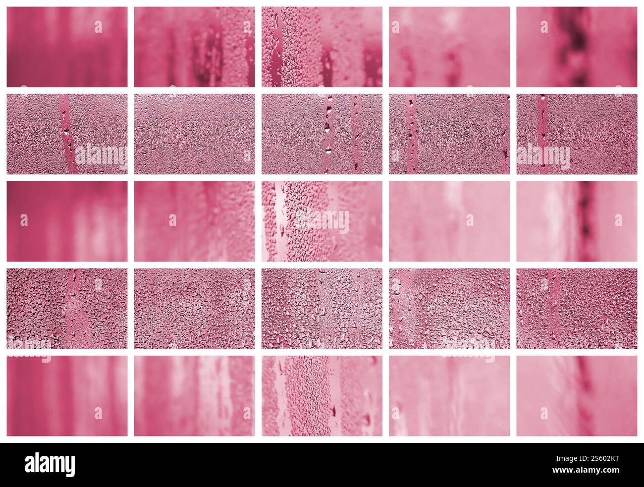 A collage of many different fragments of glass, decorated with rain ...