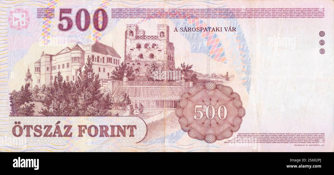A Sarospatki Var building on Hungary 500 Forint 1993 Banknote fragment ...