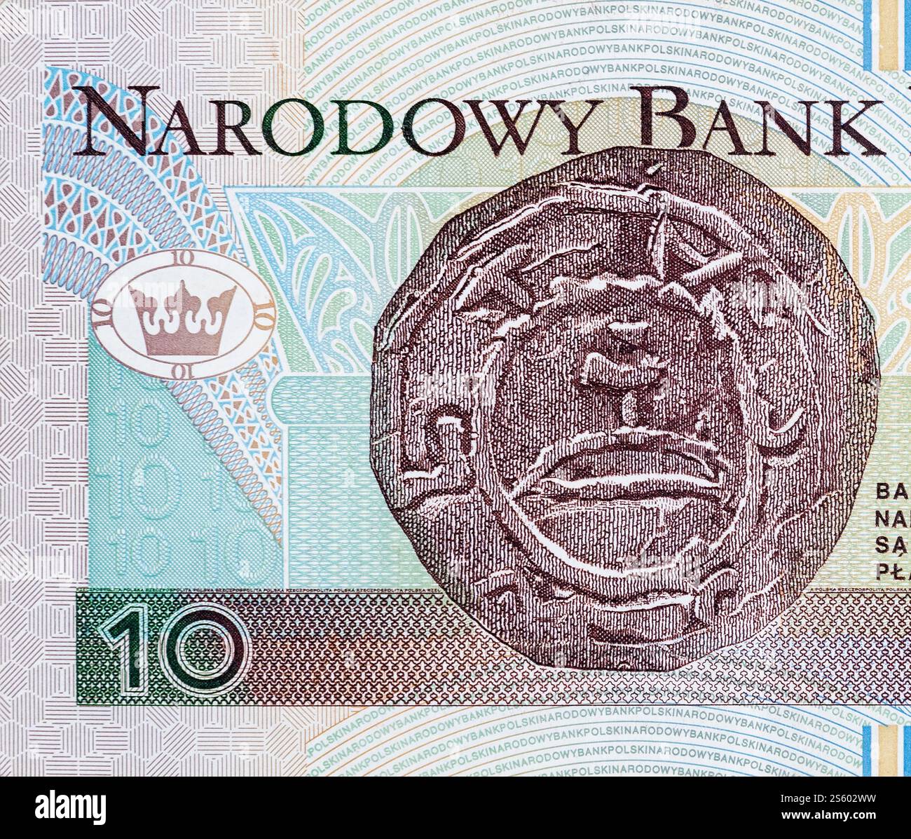 Colored 10 zloty bill of Poland currency bank note. Money bill close up ...
