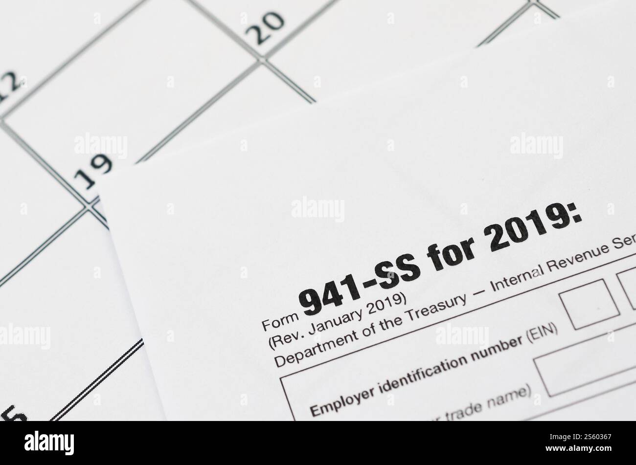 IRS Form 941-SS Employers quarterly federal tax return blank lies on ...