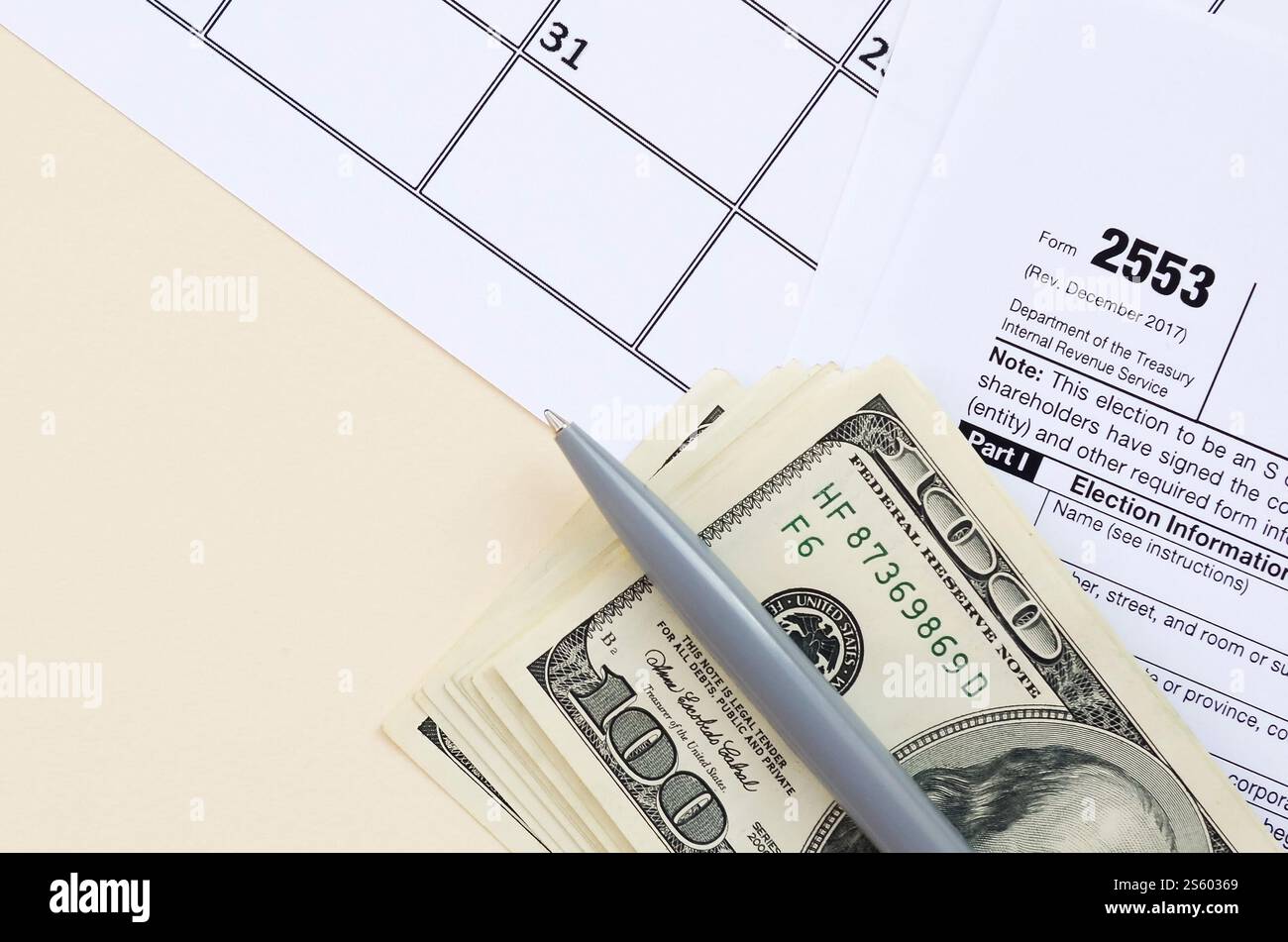 IRS Form 2553 Election by a Small Business Corporation tax blank lies ...