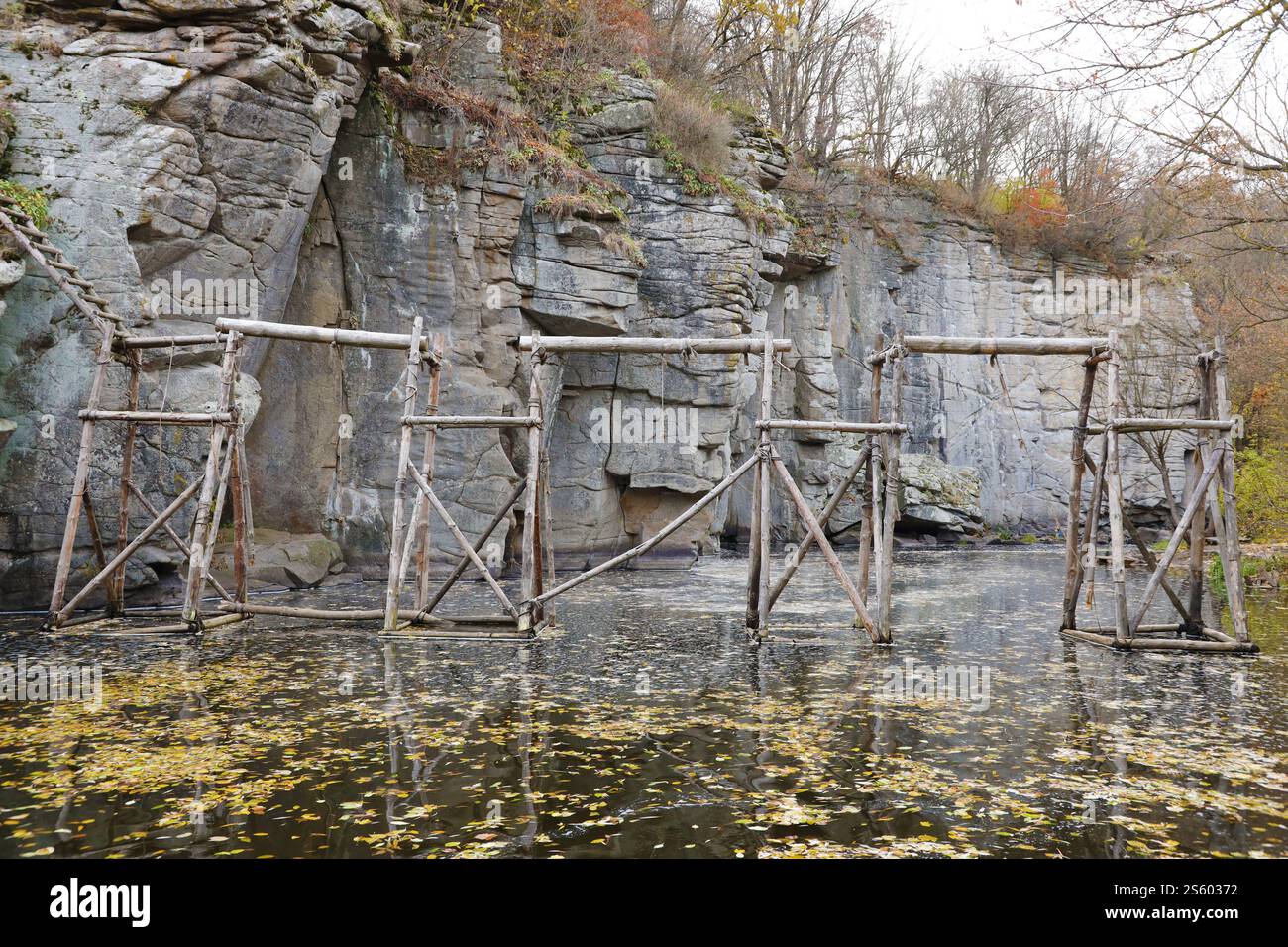 Granite rocks of Bukski Canyon with the Girskyi Tikych River ...