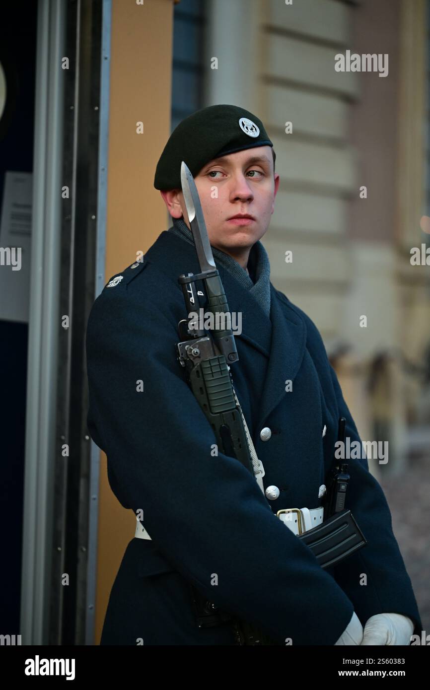 Stockholm, Uppland, Sweden. December 31 2024. Royal Guards Stock Photo ...