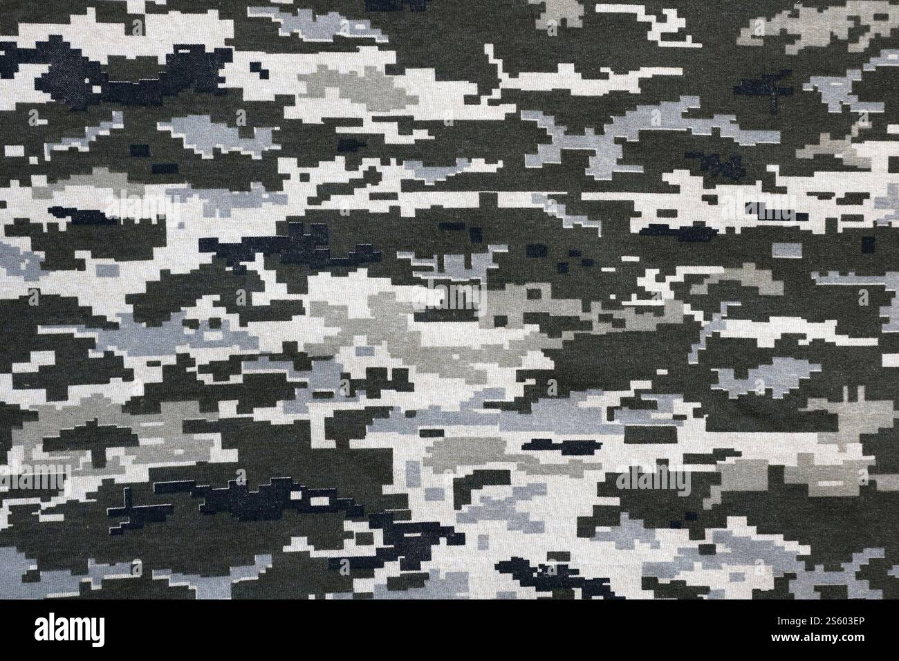 Fabric with texture of Ukrainian military pixeled camouflage. Cloth ...
