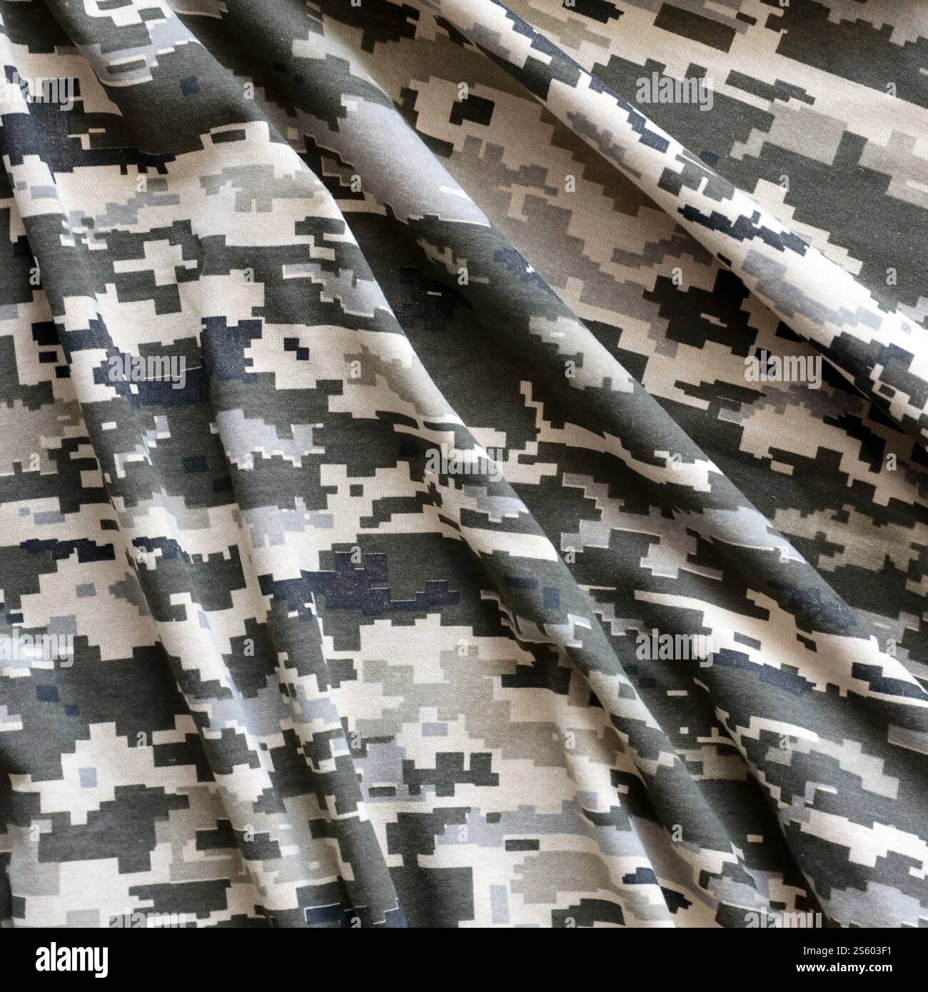 Fabric with texture of Ukrainian military pixeled camouflage. Cloth ...