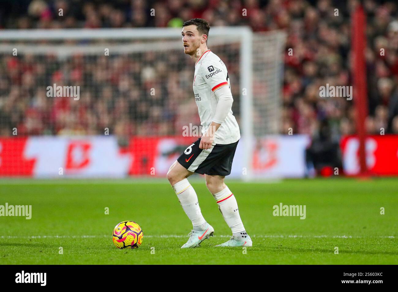 Nottingham, UK. 14th Jan, 2025. Liverpool defender Andrew Robertson (26 ...
