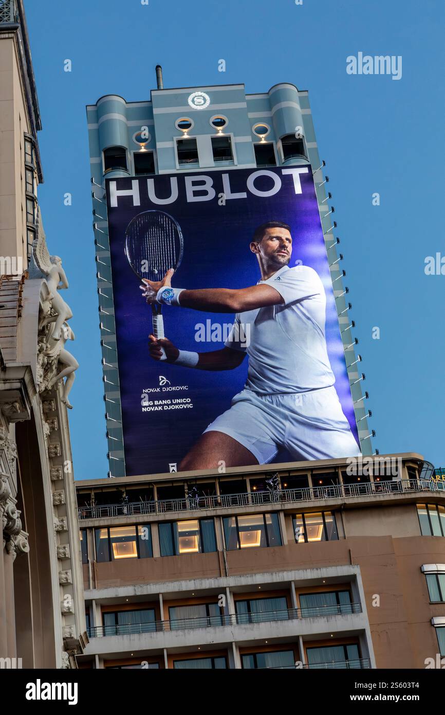 An illuminated Hublot poster featuring Novak Djokovic in Ho Chi Minh ...