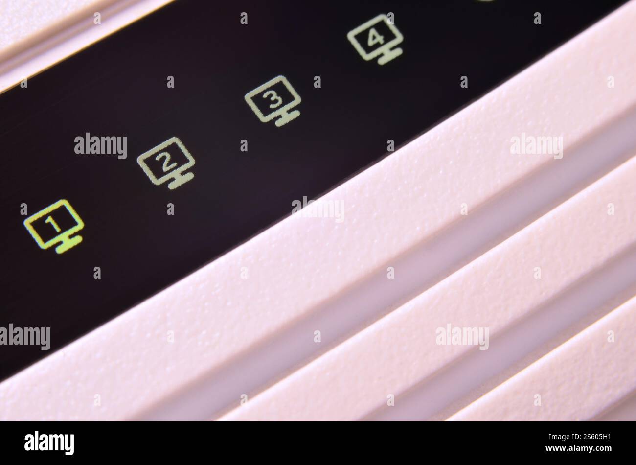 Detailed photo light bulbs from the Internet modem. Abstract technology ...