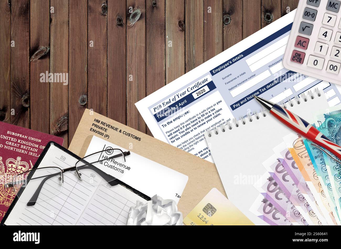 English Tax form P60 End of year certificate by HM revenue and customs ...