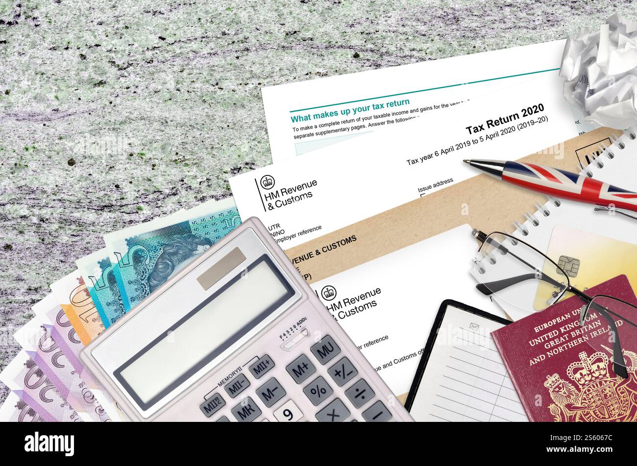 English form sa100 Tax return by HM revenue and customs lies on table ...