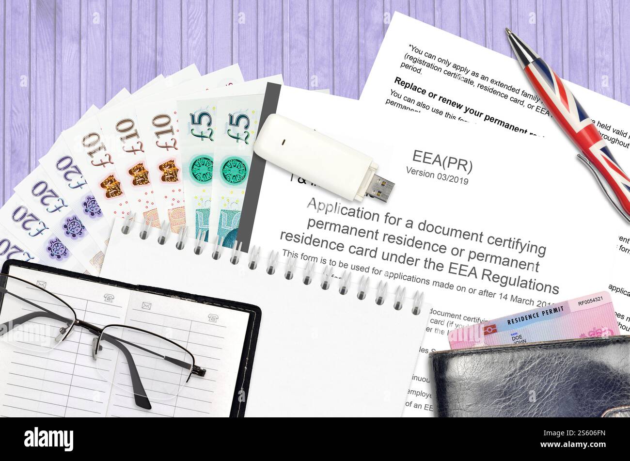 English form EEA PR application for a document certifying permanent ...