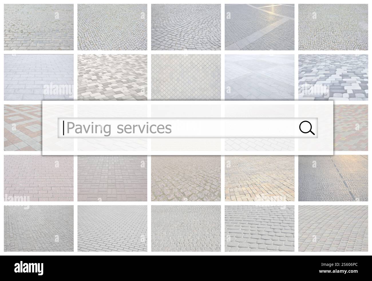 Visualization of the search bar on the background of a collage of many ...