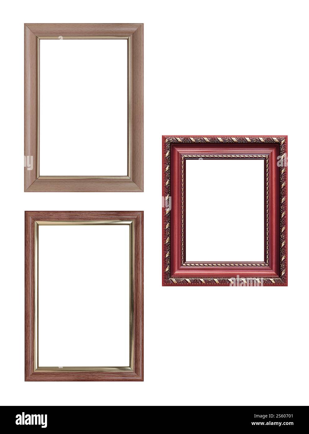 Set of empty picture frames with free space inside, isolated on white ...