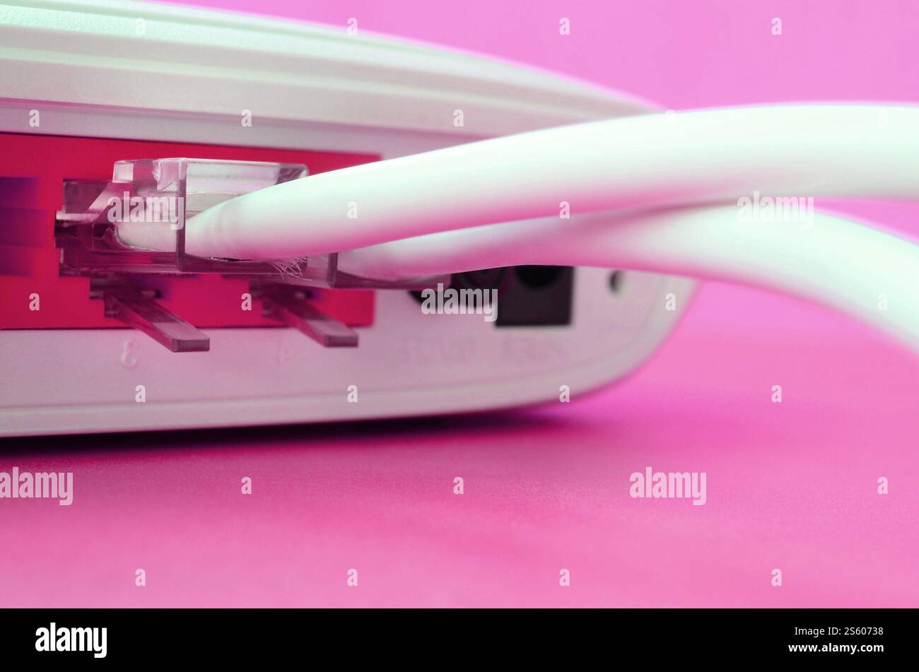 The Internet cable plugs are connected to the Internet router, which ...