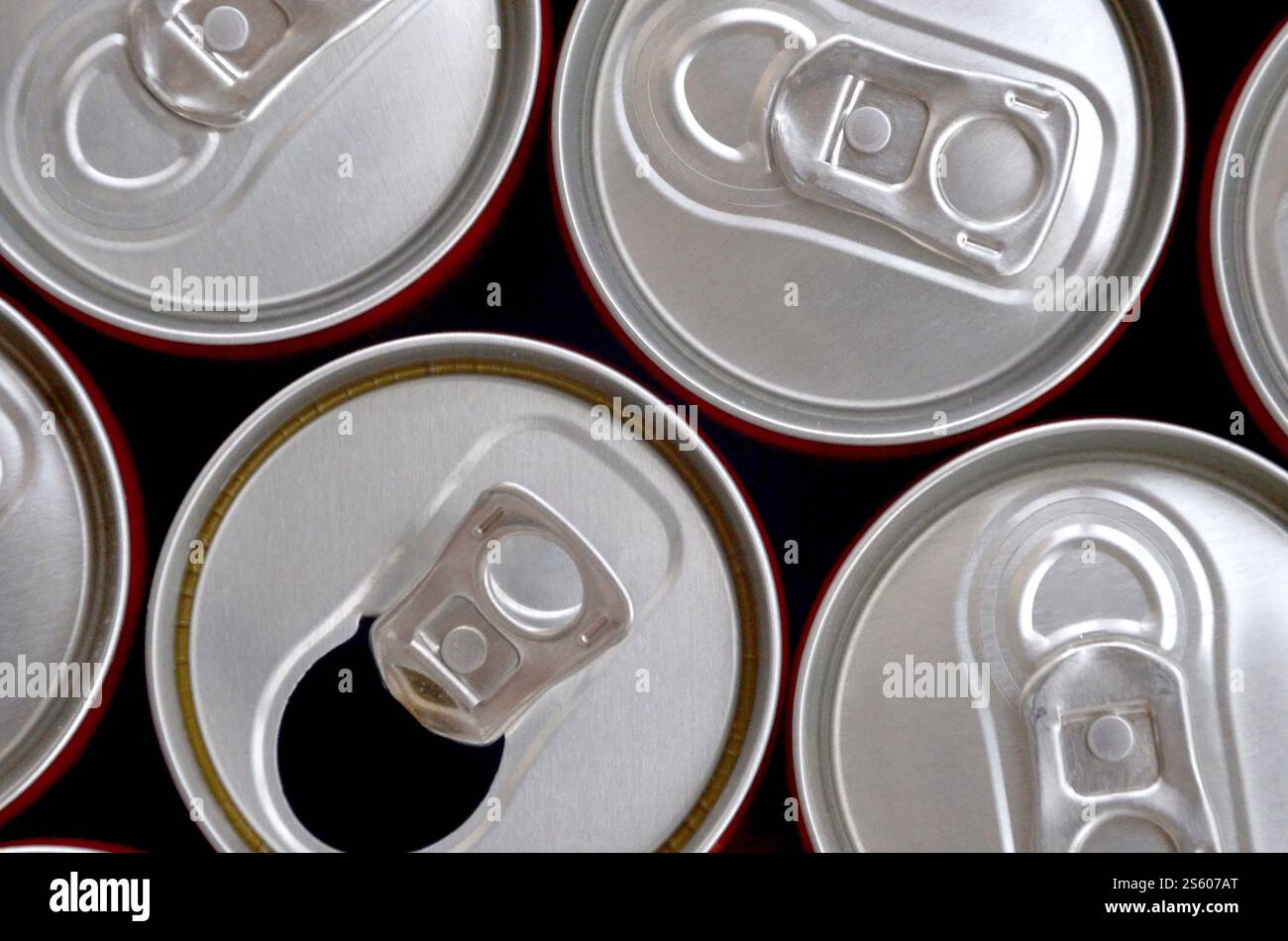 Many cans of soda soft drink, lemonade, cola, beer or energy drink ...