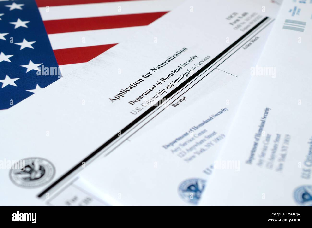 N-400 Application for Naturalization blank form lies on United States ...