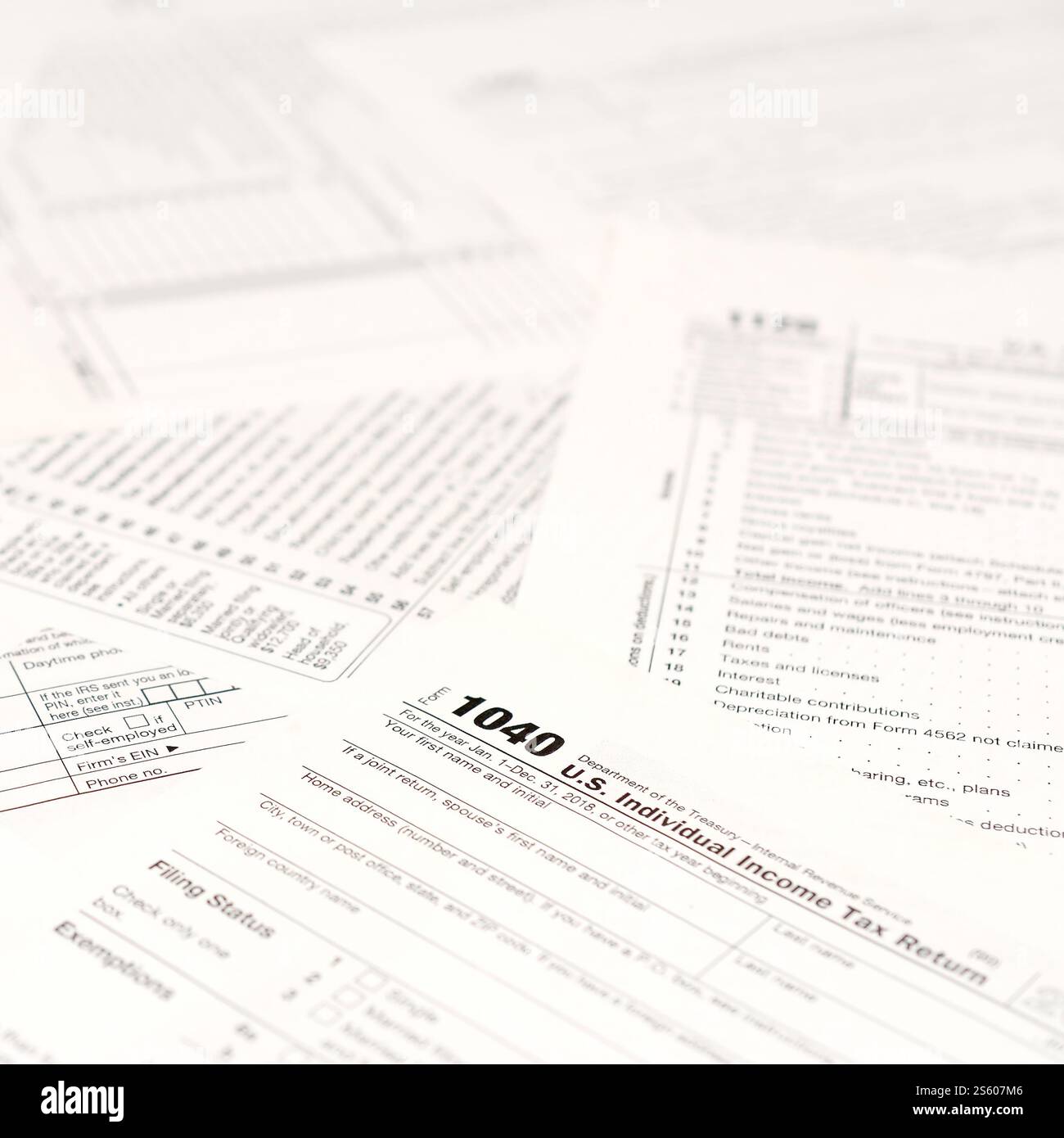 Blank income tax forms. American 1040 Individual Income Tax return form ...