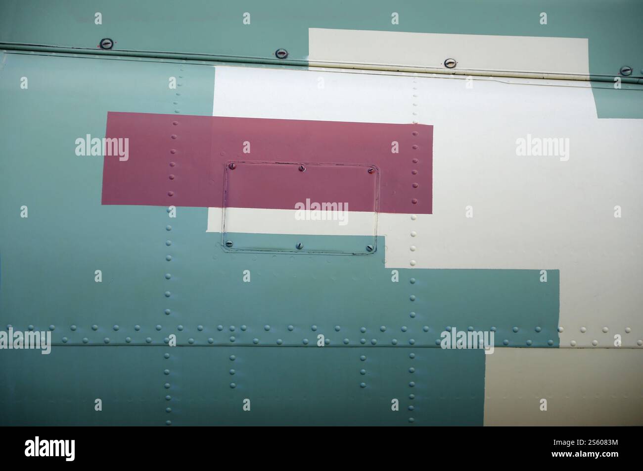 Side part texture of military helicopter painted in camouflage. Old ...