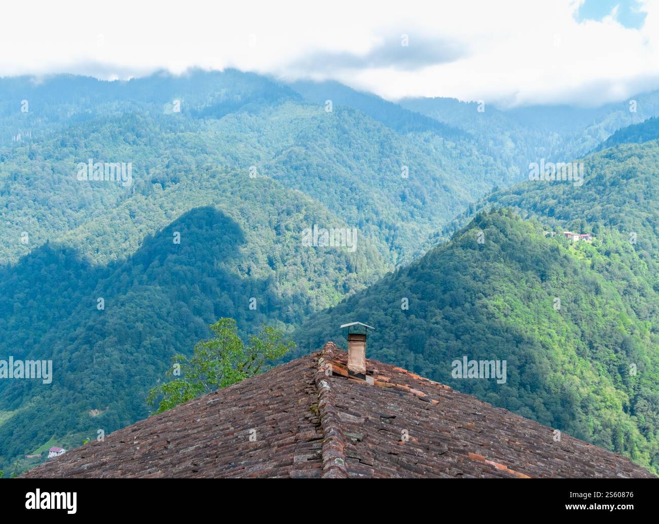 View of the majestic Kaçkar Mountains from Çamlıhemşin, featuring lush ...