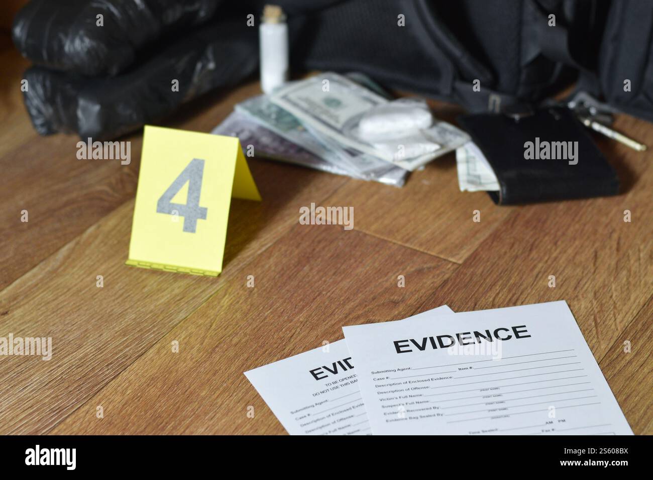 Evidence Chain of Custody Labels lies with big heroin packets and packs ...
