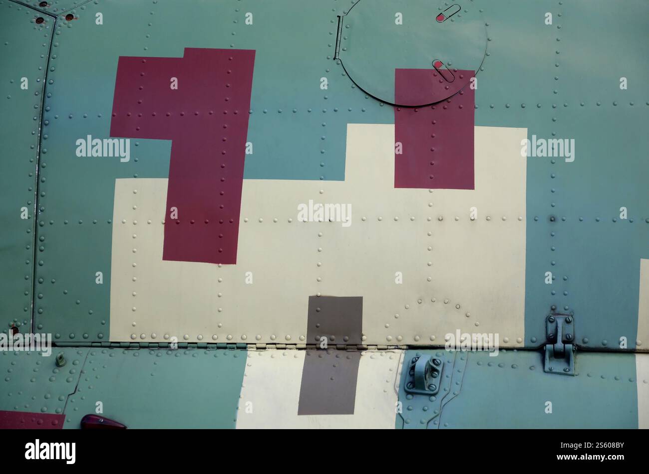 Side part texture of military helicopter painted in camouflage. Old ...