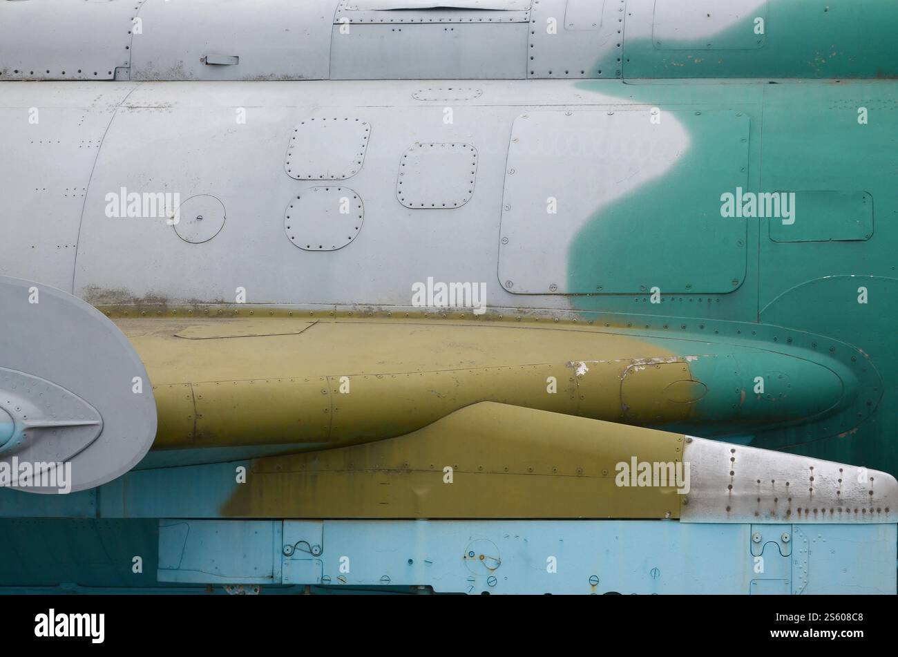 Dirty detailed texture of old fighter aircraft body painted in ...