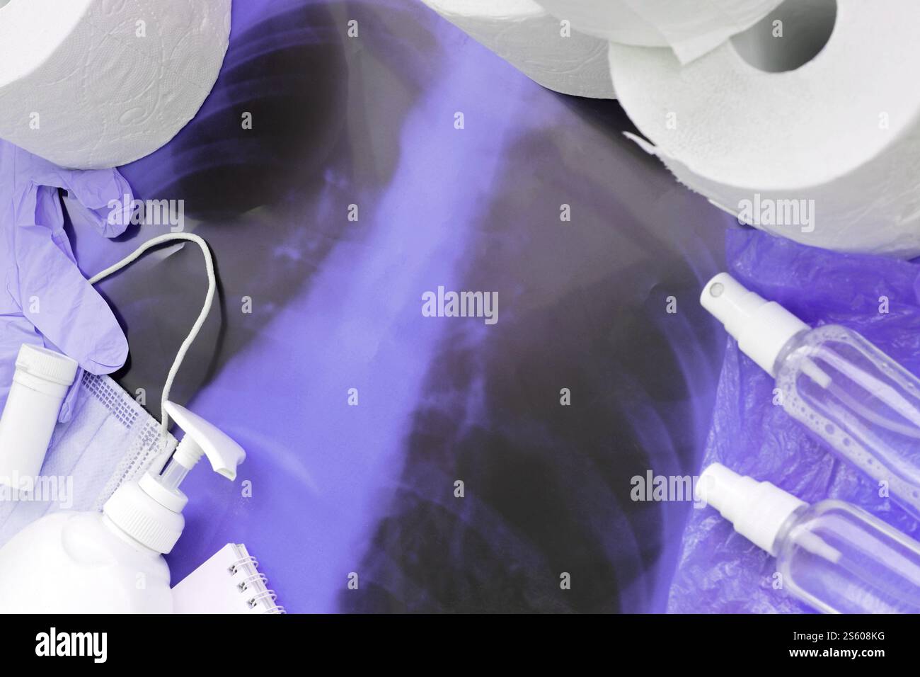 Set of important items for Covid-19 quarantine times. Toilet paper ...