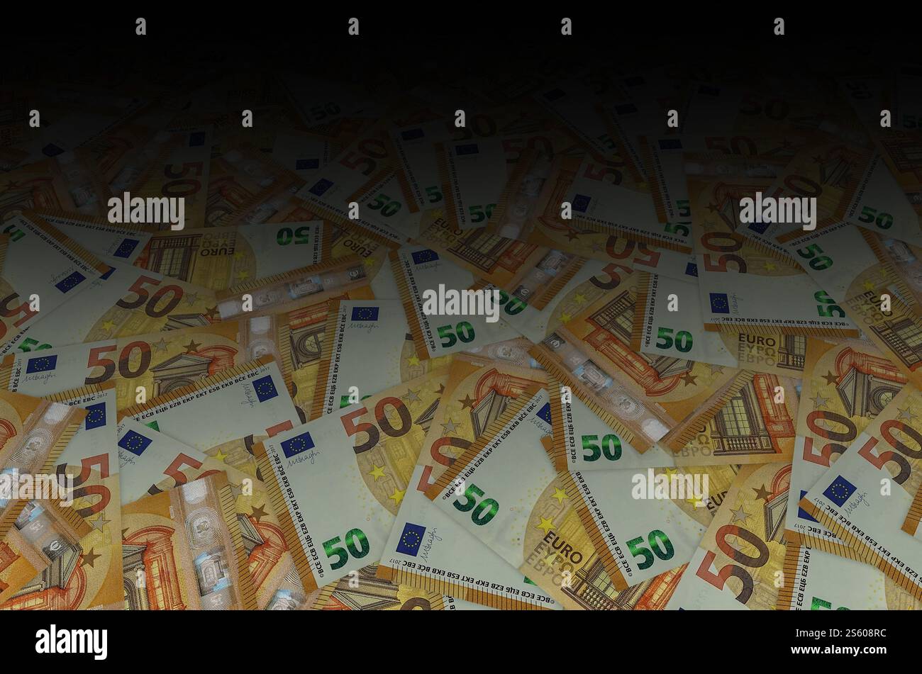 Pattern part of 50 euro banknote close-up with small brown details ...