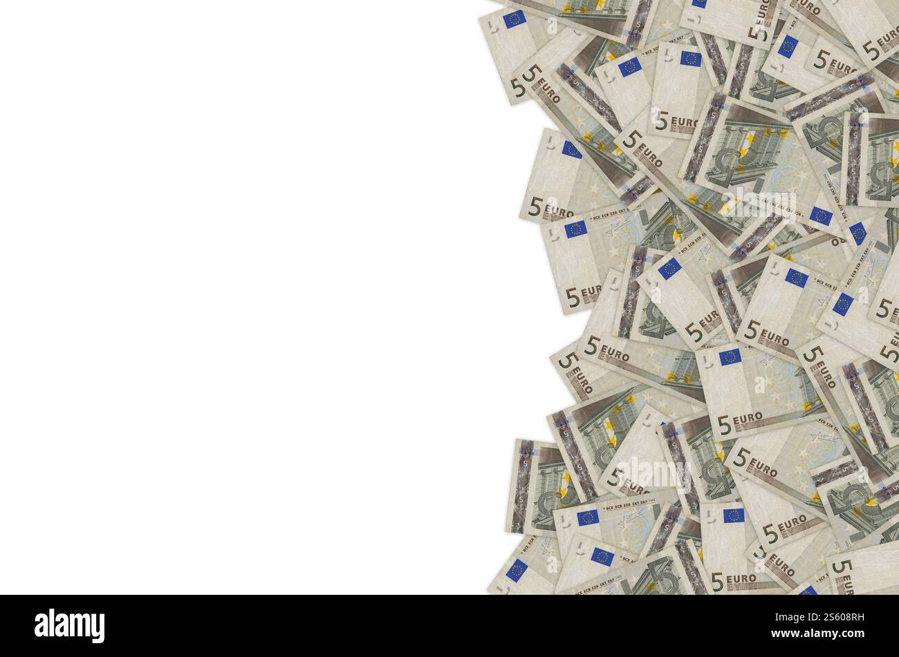 Pattern part of 5 euro banknote close-up with small brown details ...