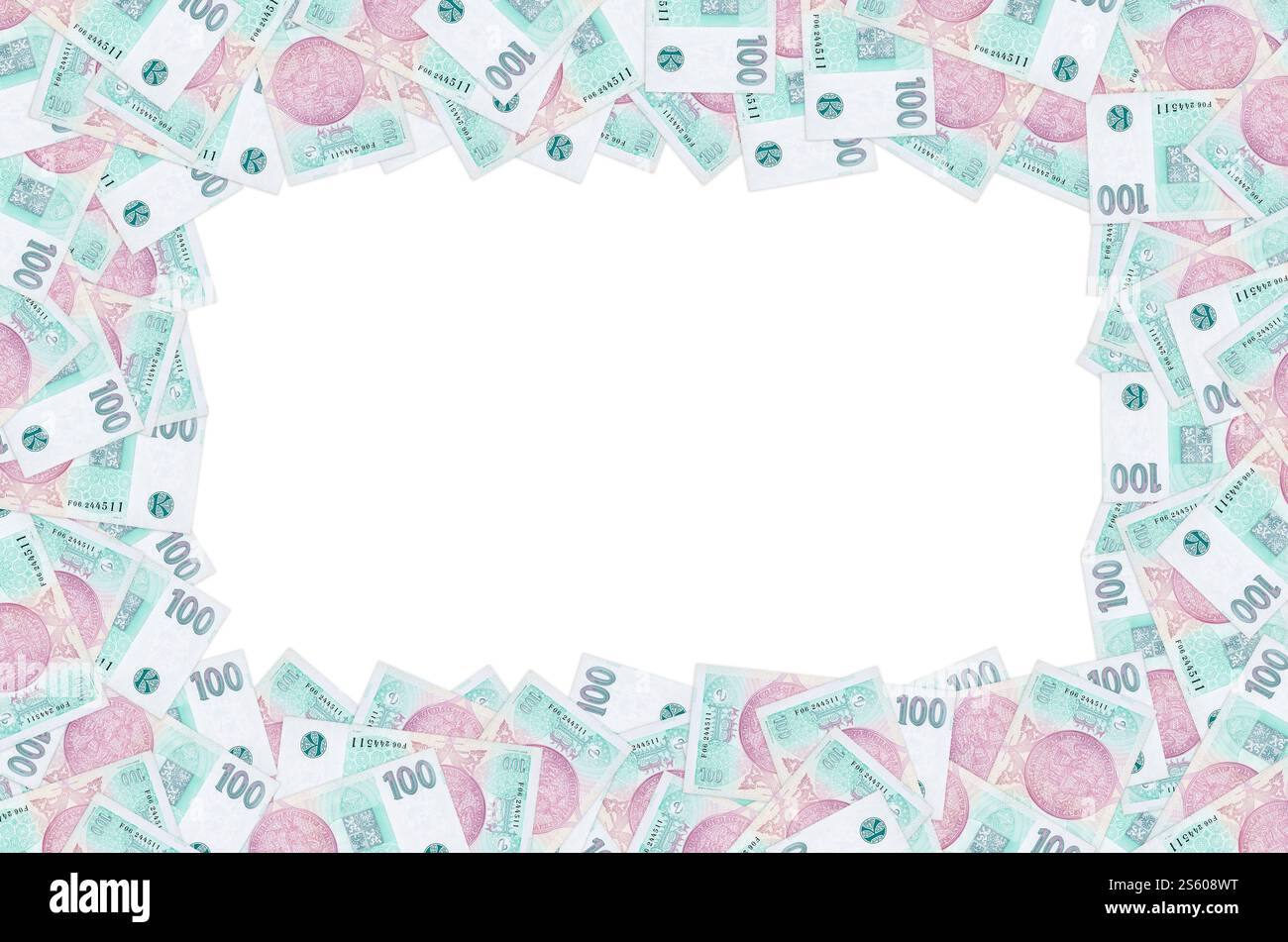 Czech Republic 100 Korun 1997 Bank Note close up bill pattern. One ...