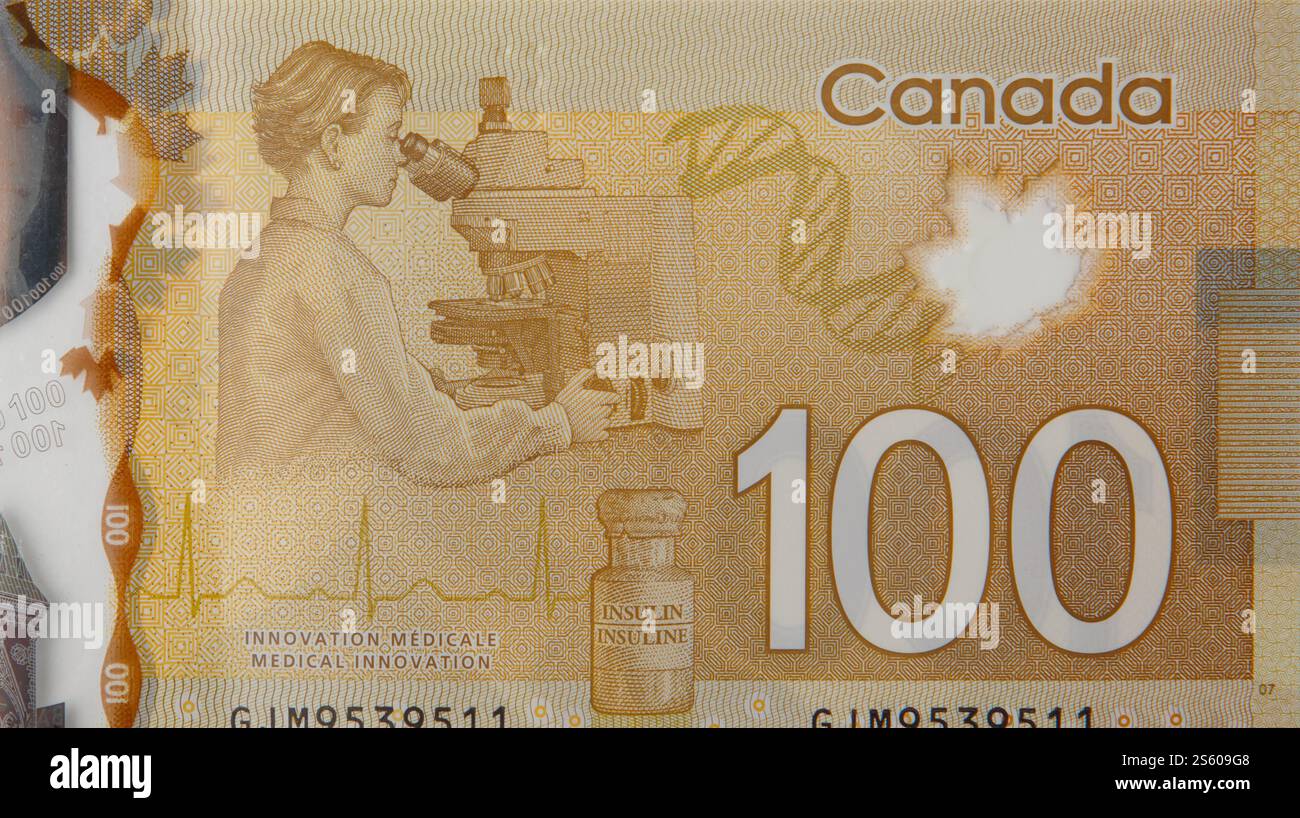 Discovery of insulin into diabetes treatment from Canada 100 Dollars ...