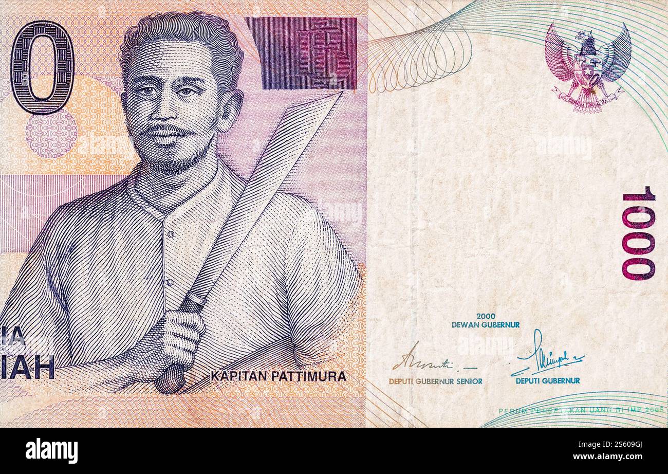 Kapitan Pattimura portrait on Indonesia 1000 rupiah bank note, former ...