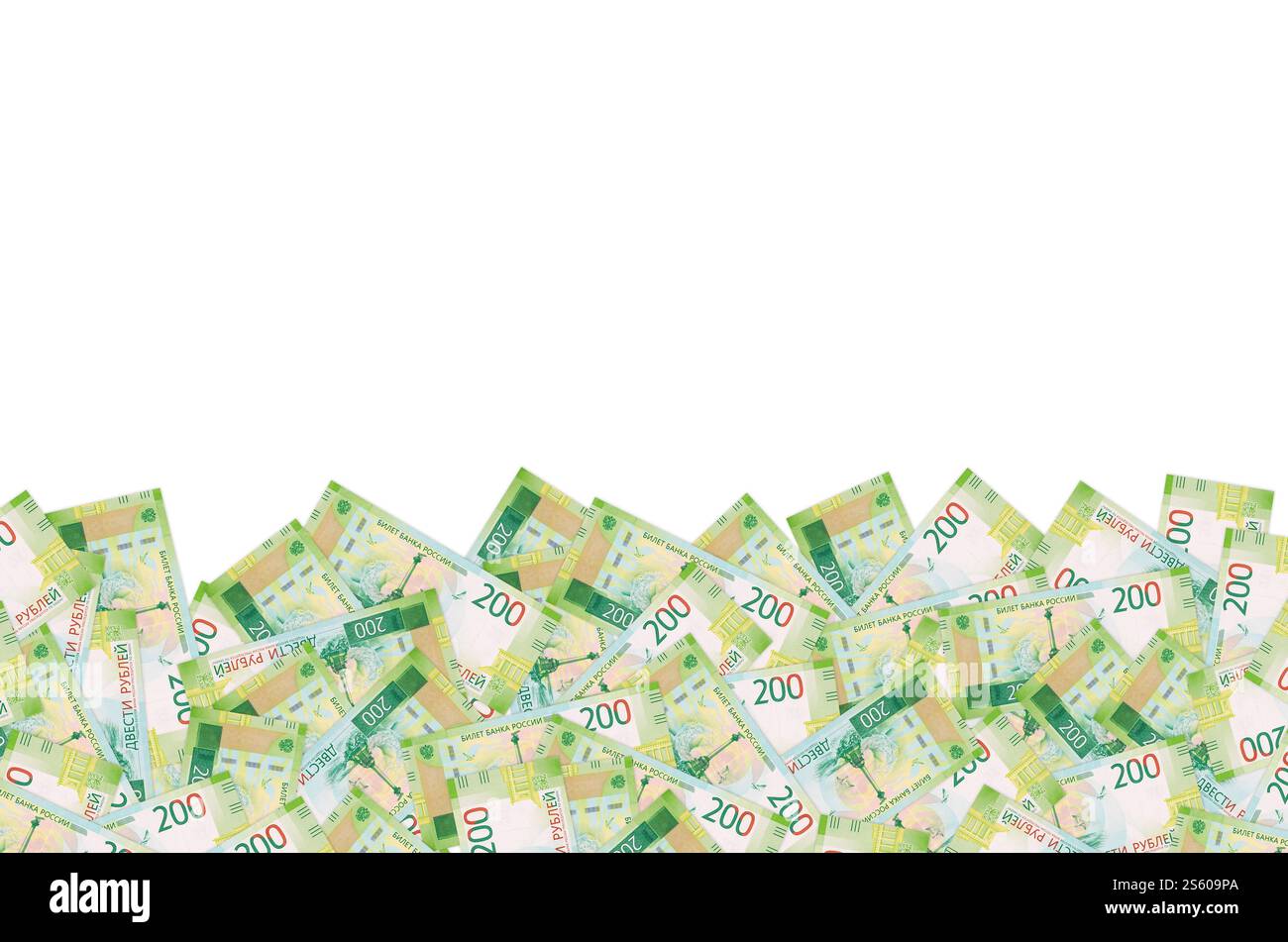 Monument to sunken ships on new green russian 200 rubles banknote close ...