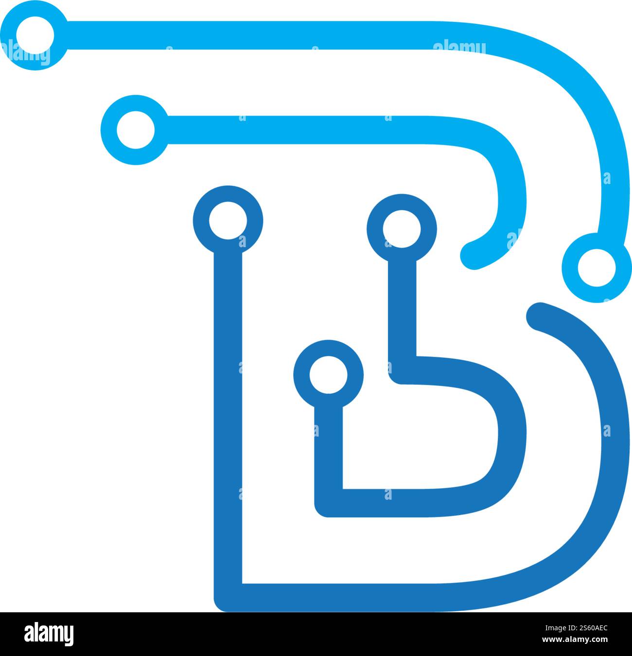 B letter circuit technology logo vector template Stock Vector Image ...