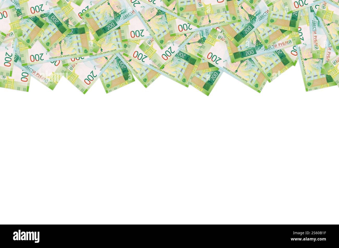 Monument to sunken ships on new green russian 200 rubles banknote close ...