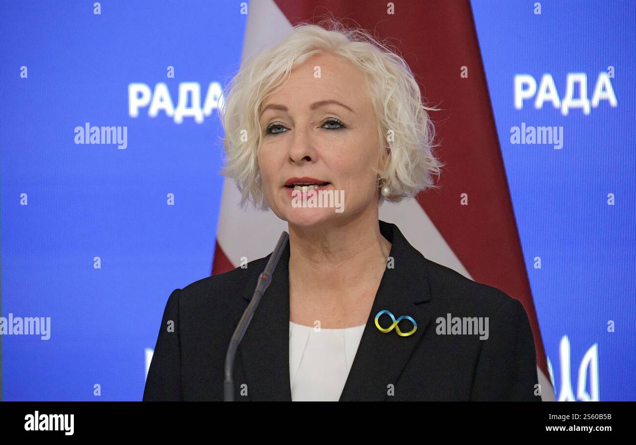KYIV, UKRAINE - JANUARY 14, 2025 - Speaker of the Saeima of Latvia ...