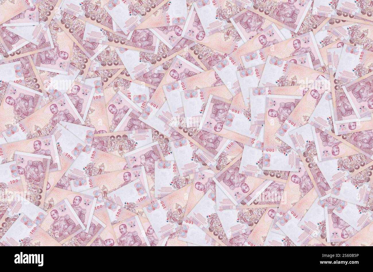 Pattern of 100 Baht Thailand currency bill 2004 with portrait of ...