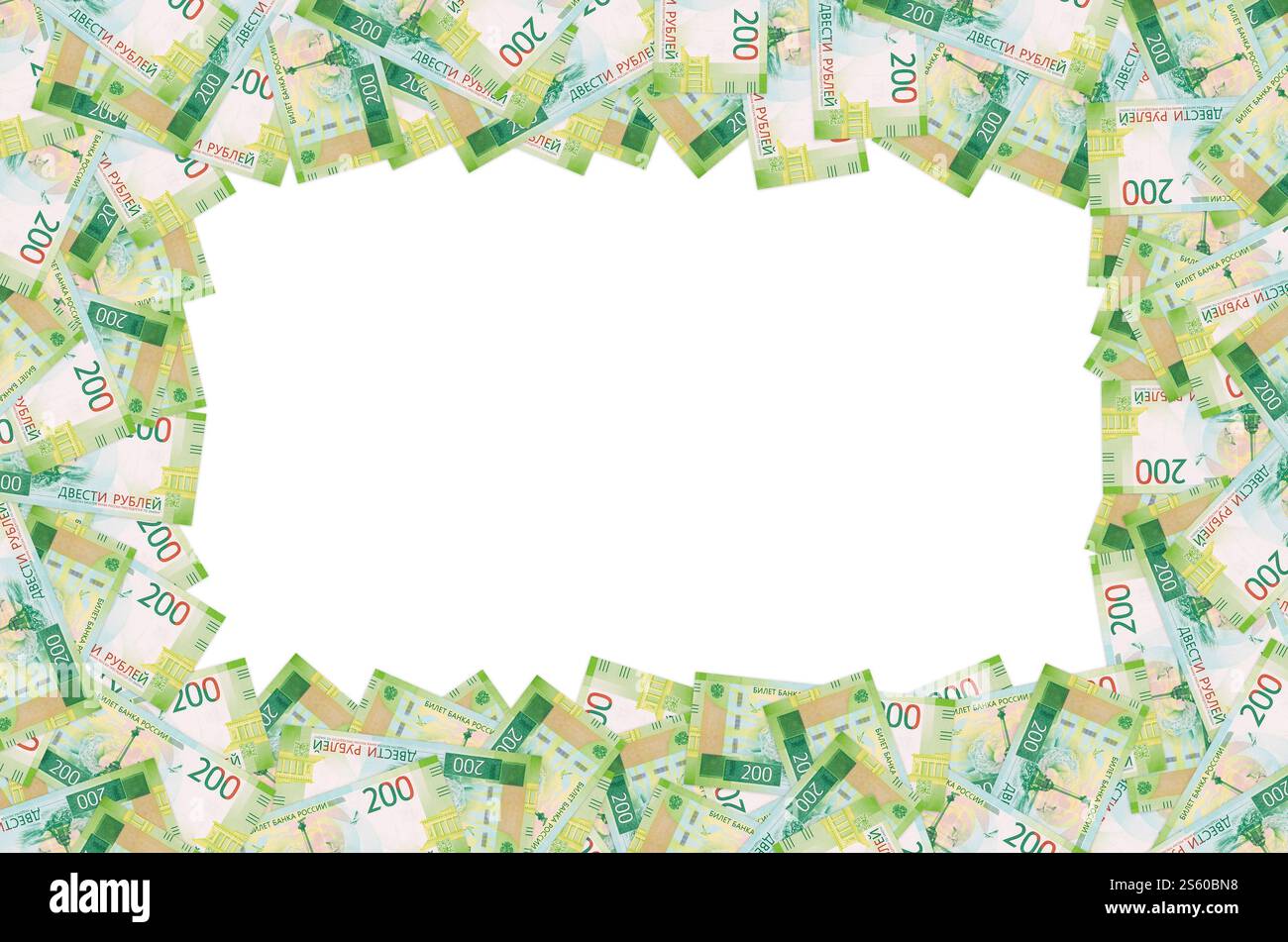 Monument to sunken ships on new green russian 200 rubles banknote close ...