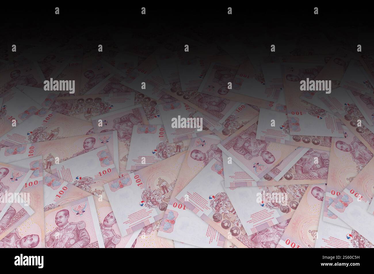 Pattern of 100 Baht Thailand currency bill 2004 with portrait of ...