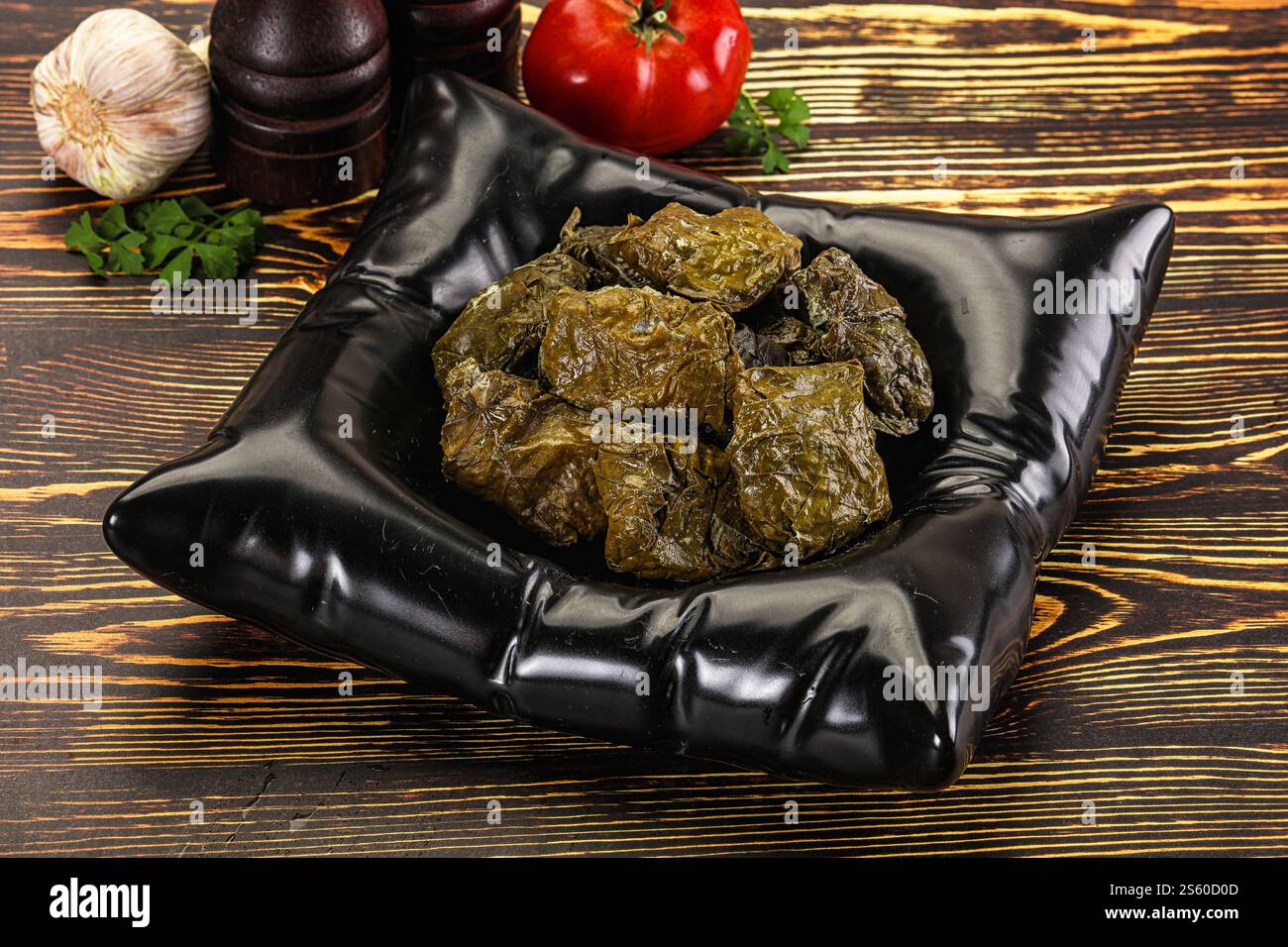 Stuffed dolma - various meat in grape leaves Stock Photo - Alamy