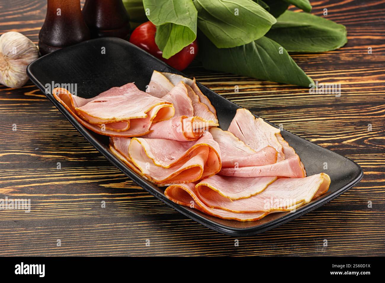 Italian sausage Prosciutto cotto ham appetizer Stock Photo - Alamy