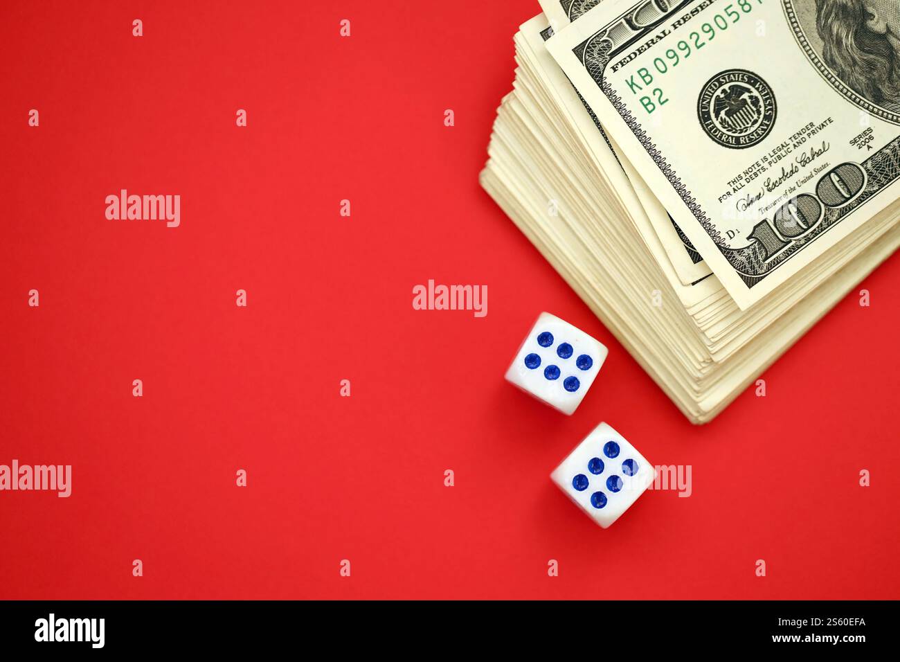 Money, finance and gambling concept. Close up on an American hundred US ...