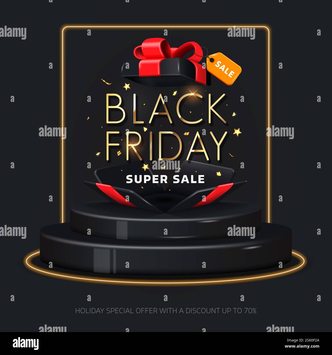 Black Friday sale poster or commercial discount event banner on black ...