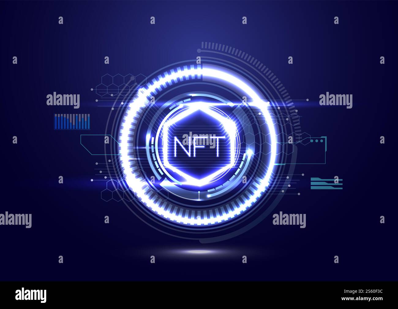 NFT non fungible tokens banner. Cryptocurrency, blockchain, futuristic ...