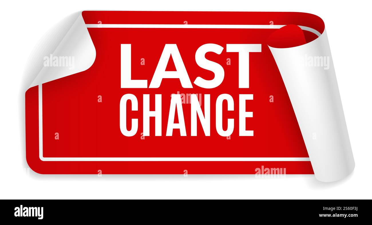 Last chance sale curled store sticker mockup isolated on white ...