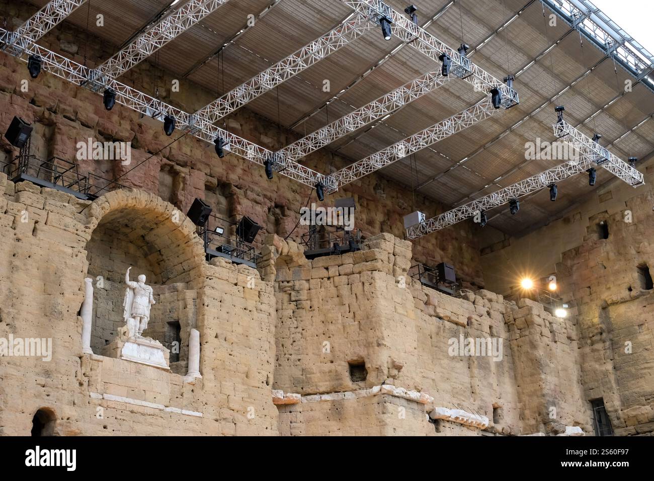 The Roman Theatre of Orange, Vaucluse, France. Roman sculpture. Stage ...